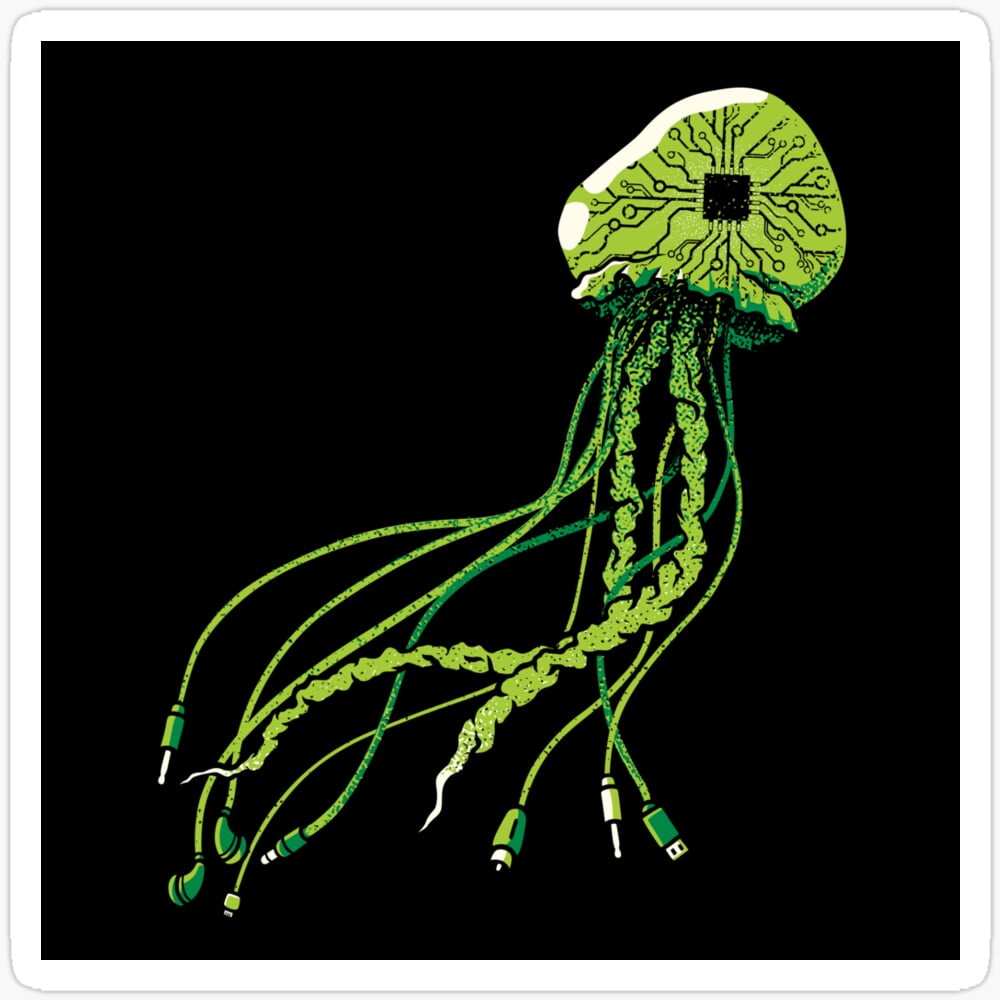 DOPASTICKER Technology Cyberpunk Jellyfishcience Computer Perfect Gift ...