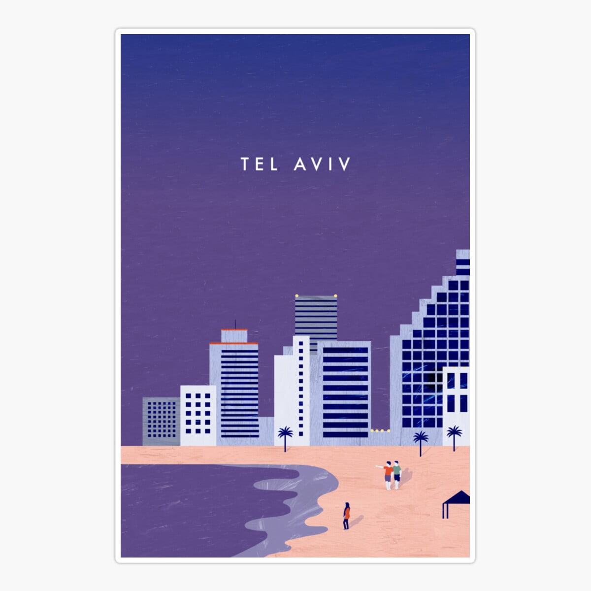 DOPASTICKER Tel Aviv Travel Poster Sticker, Phone Sticker Car Sticker ...