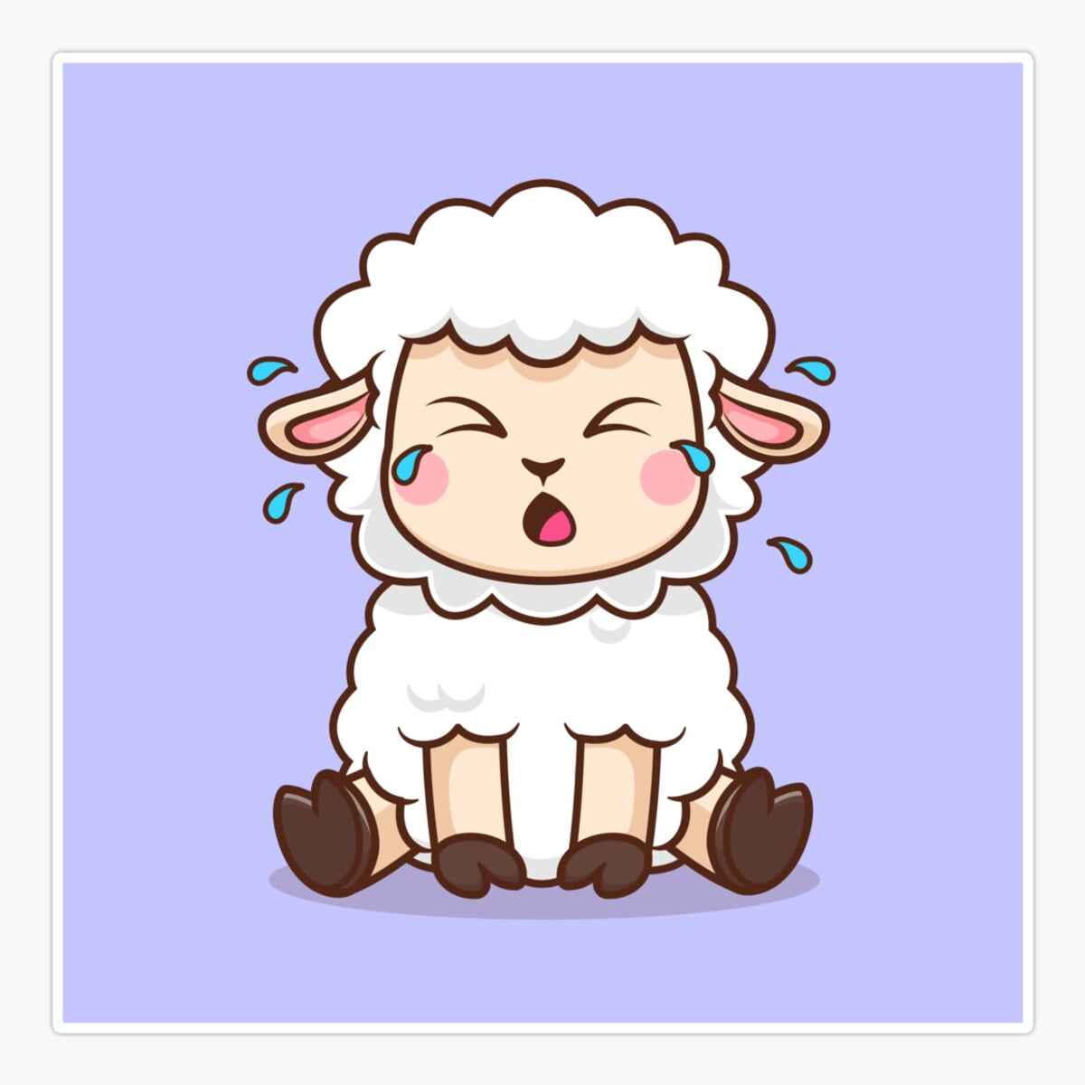 DOPASTICKER Tender Tears: Cute Crying Sheep Sticker, Phone Sticker Car ...