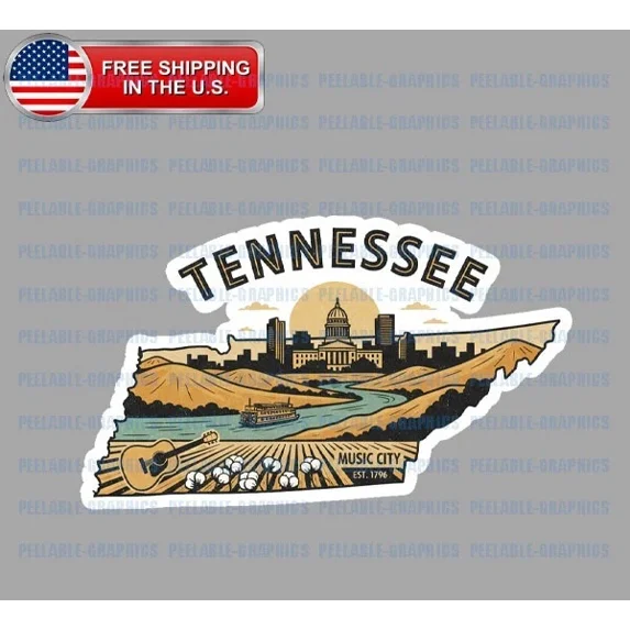 DOPASTICKER Tennessee State Sticker Souvenir Travel Tn Sticker Phone ...