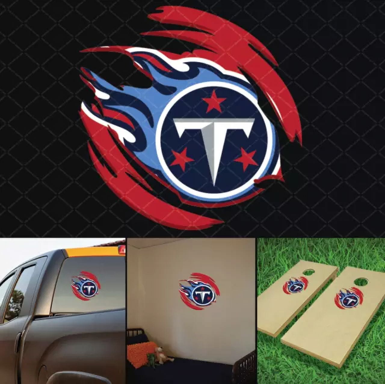 DOPASTICKER Tennessee Titans Distressed Scratched Sticker Ripped Torn ...