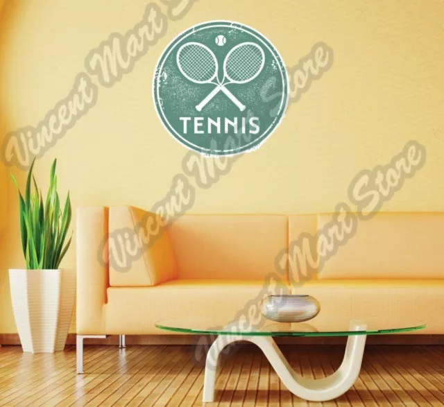 DOPASTICKER Tennis Ball Racquet Court Grunge Wall Sticker Room Interior ...