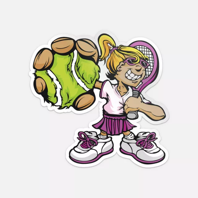 DOPASTICKER Tennis Girl With Racket And Ball Sport Sticker Decal Phone ...