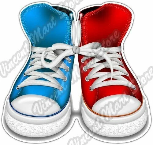 DOPASTICKER Tennis Shoes Keds Blue Red Shoelace Knot Car Sticker Decal ...