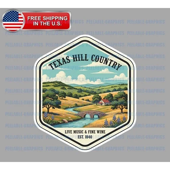 DOPASTICKER Texas Hill Country Sticker Souvenir Travel Sticker Phone ...