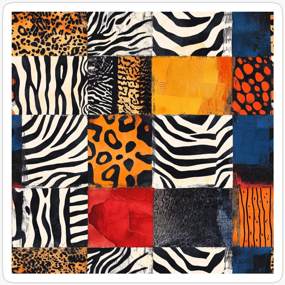 DOPASTICKER Textile Collage Of Wild Prints Sticker Phone Decal Water ...