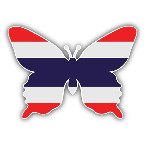 DOPASTICKER Thailand Flag Butterfly Sticker Decal Phone Decal Water ...