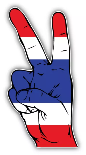 DOPASTICKER Thailand Flag Hand Peace Sign Sticker Decal Phone Decal ...