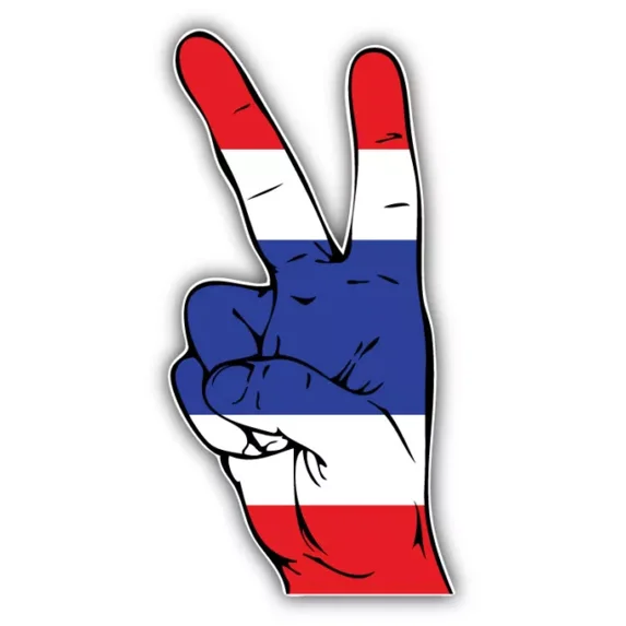 DOPASTICKER Thailand Flag Hand Peace Sign Sticker Decal Phone Decal ...