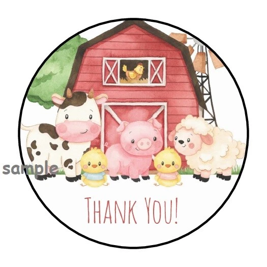 DOPASTICKER Thank You Farm Barn Stickers Animals Favors Phone Decal ...