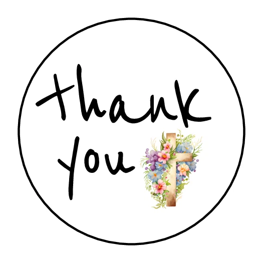 DOPASTICKER Thank You Floral Cross Stickers Religious Phone Decal Water ...