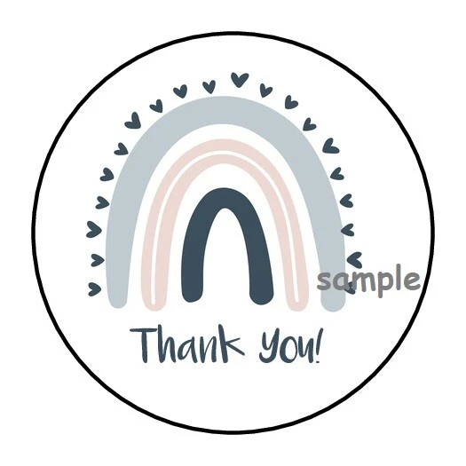 DOPASTICKER Thank You Rainbow Stickers Boho Hearts Phone Decal Water ...