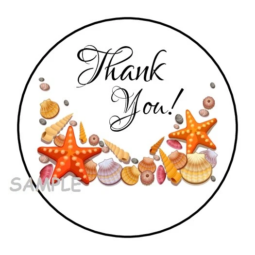DOPASTICKER Thank You Sea Shells Stickers Beach Theme Phone Decal Water ...