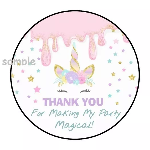 DOPASTICKER Thank You Unicorn Slime Party Stickers Favor Phone Decal ...