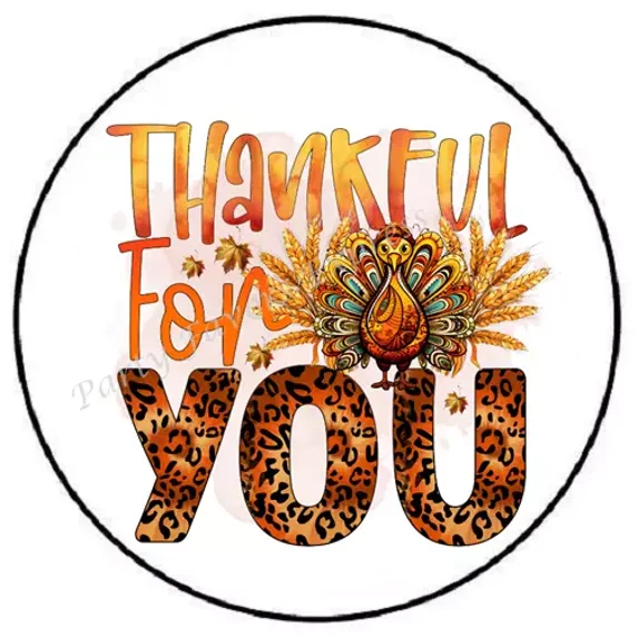DOPASTICKER Thankful For You Turkey Thanks.Giving Stickers Favors Gift ...