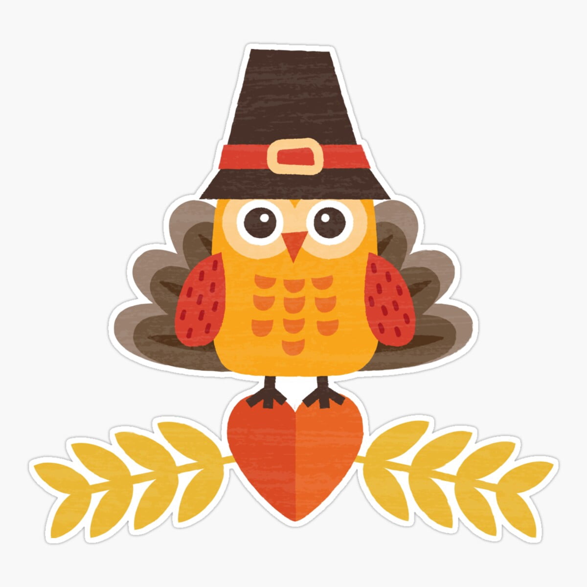 DOPASTICKER Thanksgiving Owl In Turkey And Pilgrim Hat Sticker, Phone ...