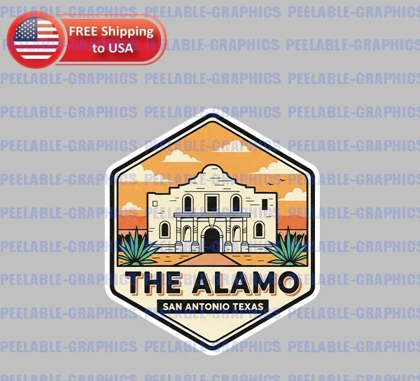 DOPASTICKER The Alamo San Antonio Texas Sticker Souvenir Travel Sticker ...