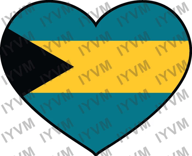DOPASTICKER The Bahamas Flag Heart Sticker Decal Phone Decal Water ...