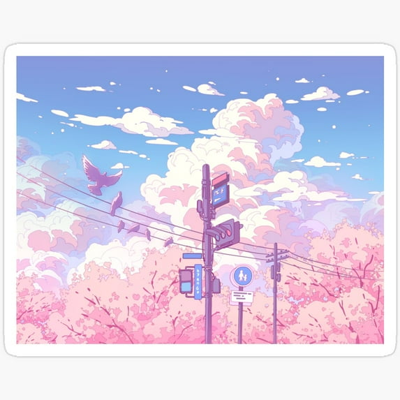 DOPASTICKER The Beautiful Sky, Traffic Lights, And Pigeons Sticker ...