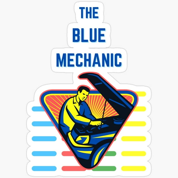 DOPASTICKER The Blue Mechanic Design By Lak Designs Sticker Waterproof Sticker For Water Bottles ...