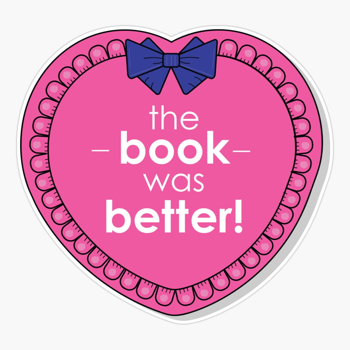 DOPASTICKER The Book Was Better Pink Love Heart With Bow Sticker, Phone ...