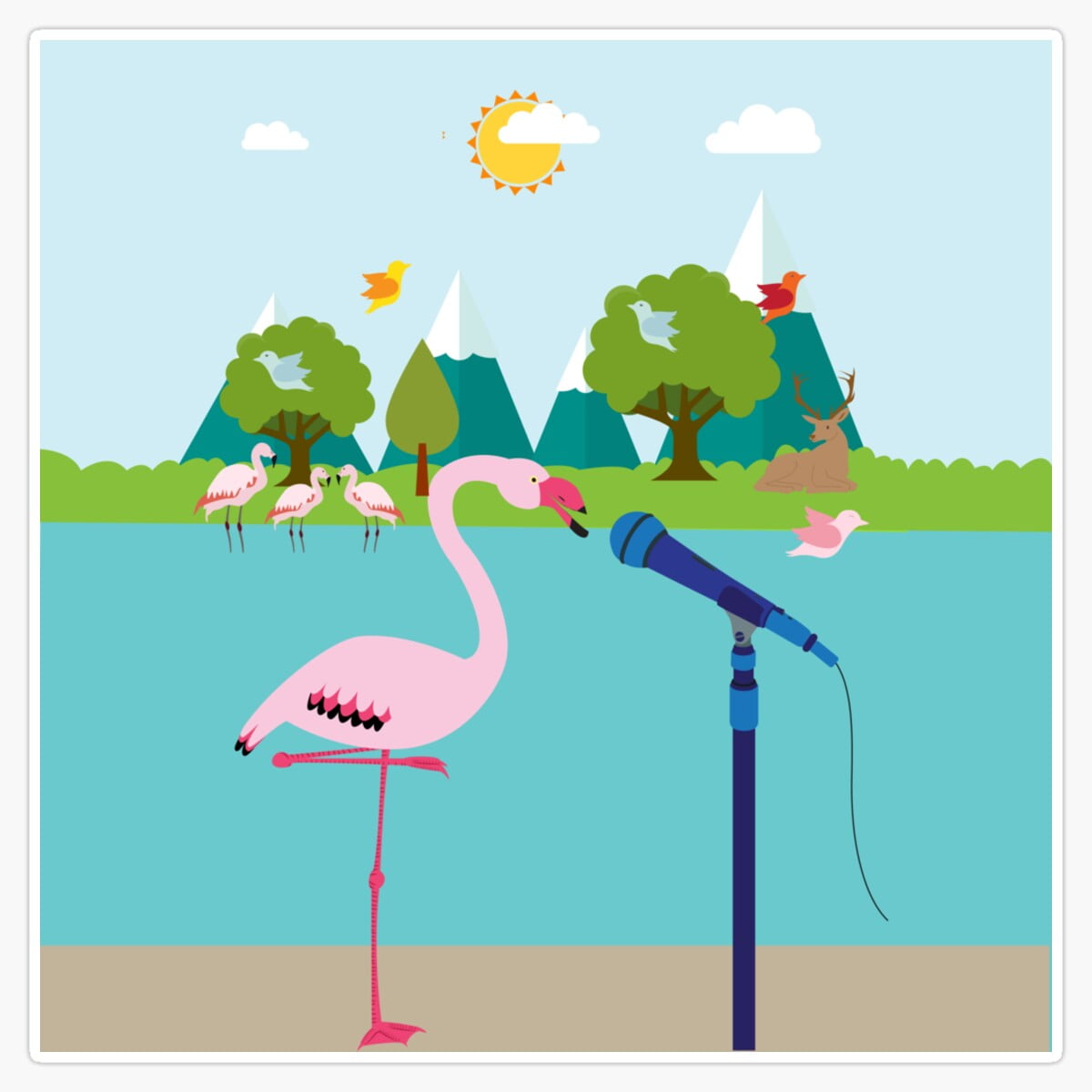 DOPASTICKER The Flamingo Show Sticker, Phone Sticker Water Bottle ...