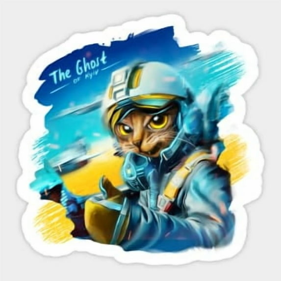 DOPASTICKER The Ghost Of Kyiv Cat, Modern Ukrainian Hero Decorative ...