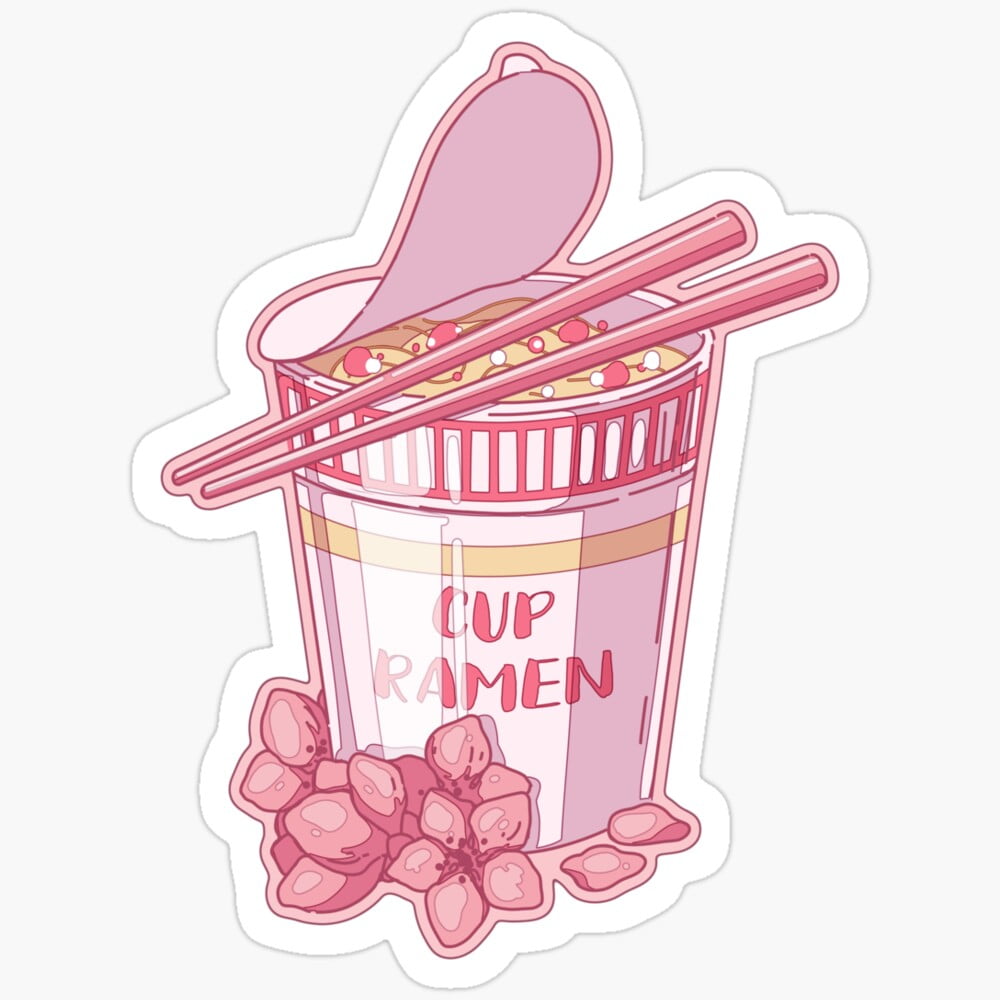 DOPASTICKER The Japanese Noodles Food And The Sakura Flowers Sticker ...