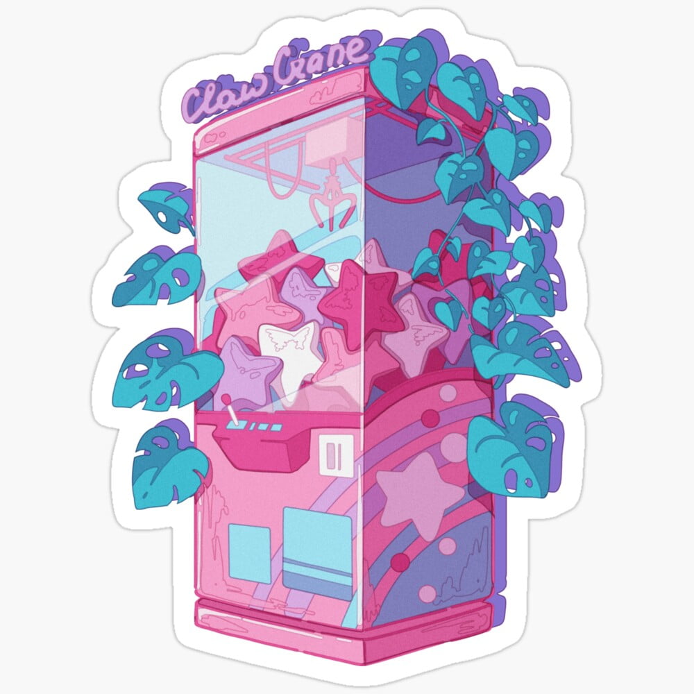 DOPASTICKER The Kawaii Claw Machine With Purple Background Sticker ...