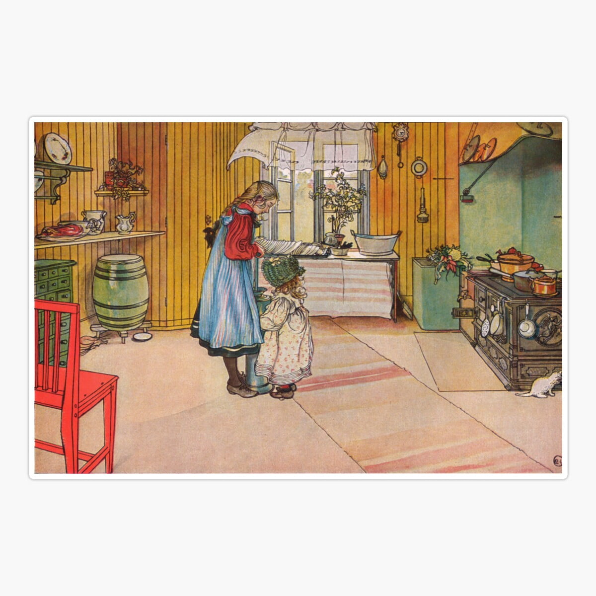 DOPASTICKER The Kitchen By Carl Larsson Sticker, Phone Sticker Car ...