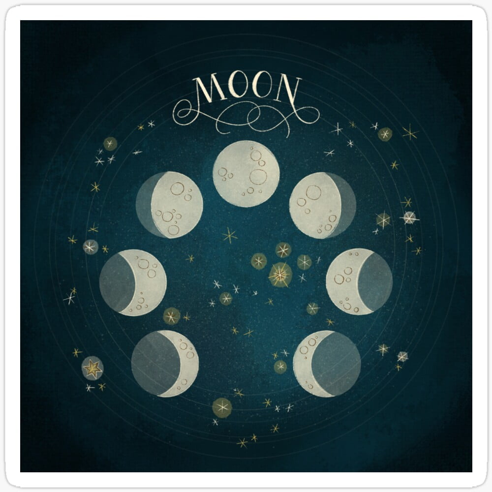 DOPASTICKER The Moon And Its Phases Sticker Phone Sticker, Latop ...