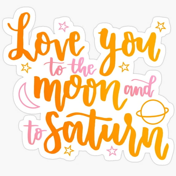 DOPASTICKER The Moon And To Saturn (With Doodles,Orange) Sticker Phone ...
