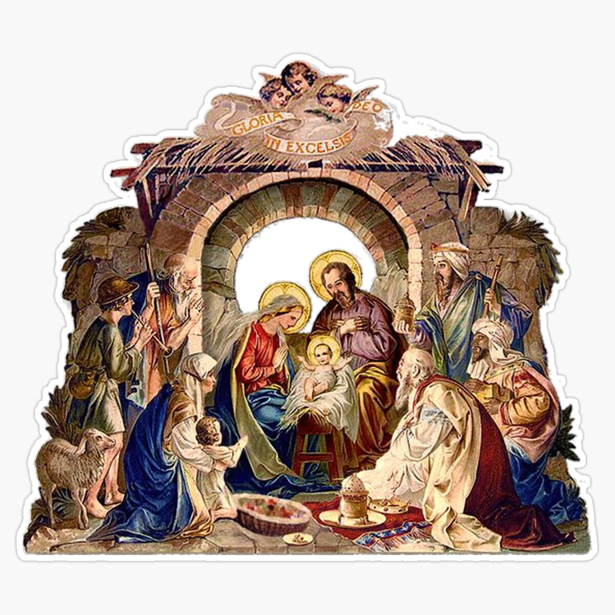 DOPASTICKER The Nativity Scene - Christian Religious Art Sticker, Phone ...