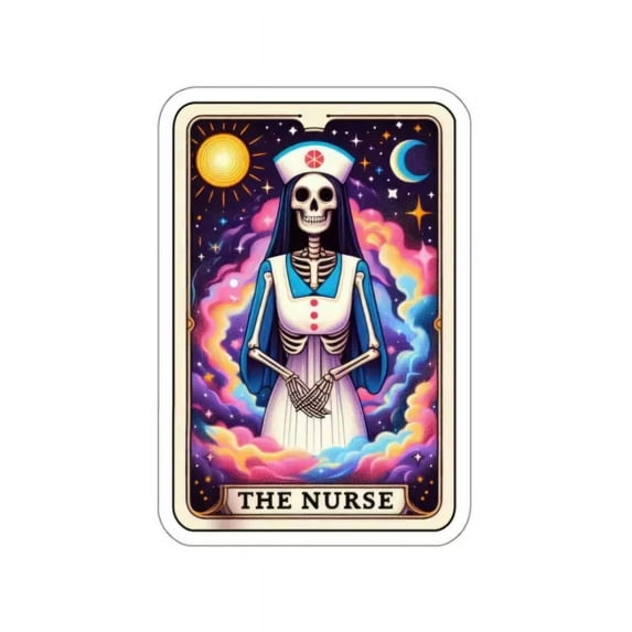 DOPASTICKER The Nurse Tarot Card Skeleton Skull Psychedelic Design Logo ...