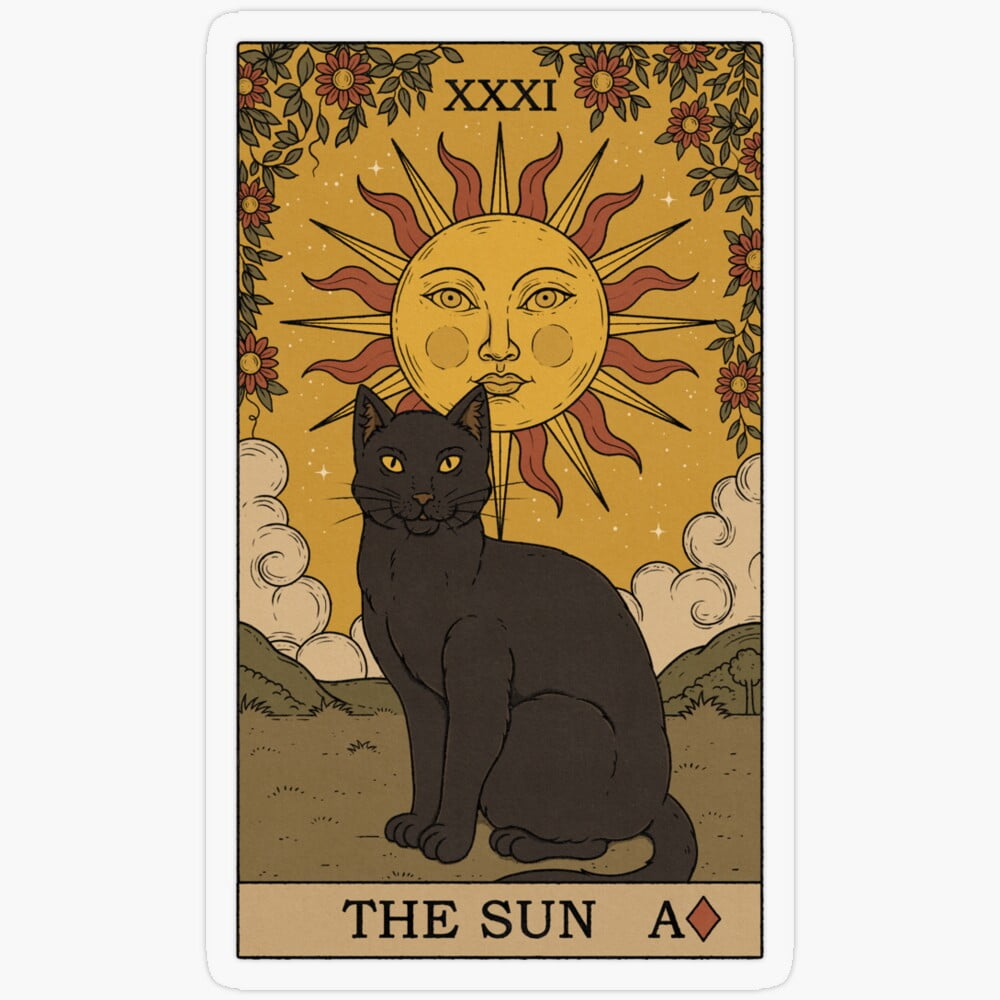 DOPASTICKER The Sun Cat Transparent Decorative Laptop, Phone Stickers ...