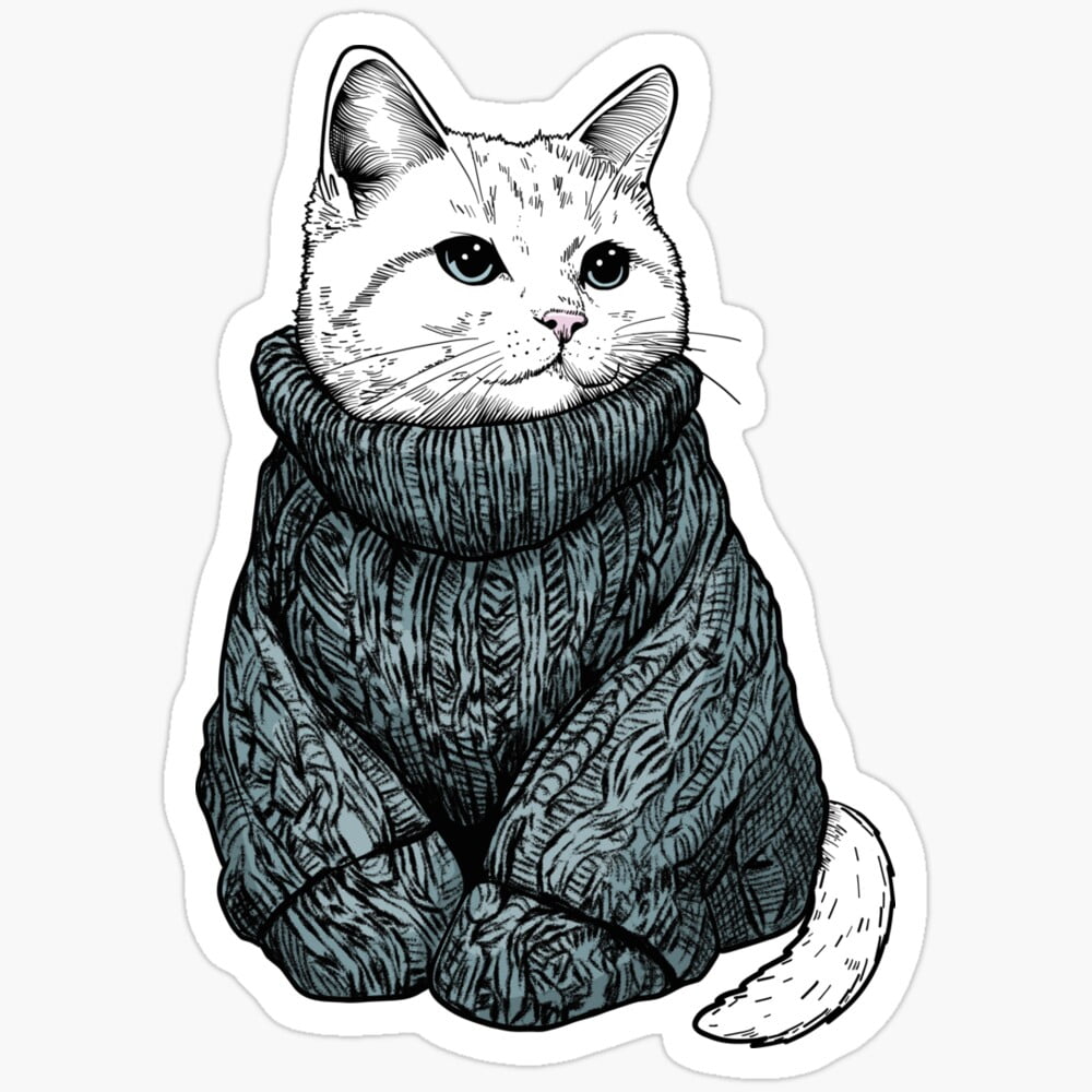 DOPASTICKER The Sweater Model Cat Sticker Phone Decal Water Bottle ...