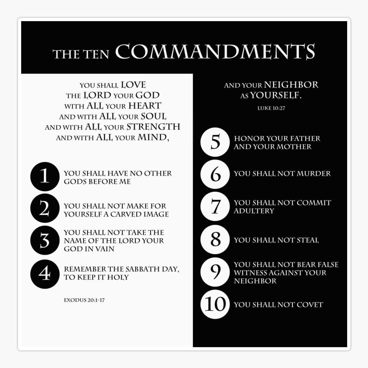 DOPASTICKER The Ten Commandments In English Sticker, Phone Sticker Car ...