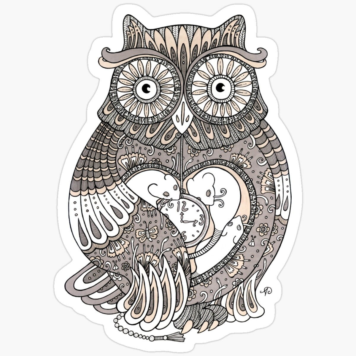 DOPASTICKER The Timely Owl Sticker Birthday Gifts - Decorative Laptop ...