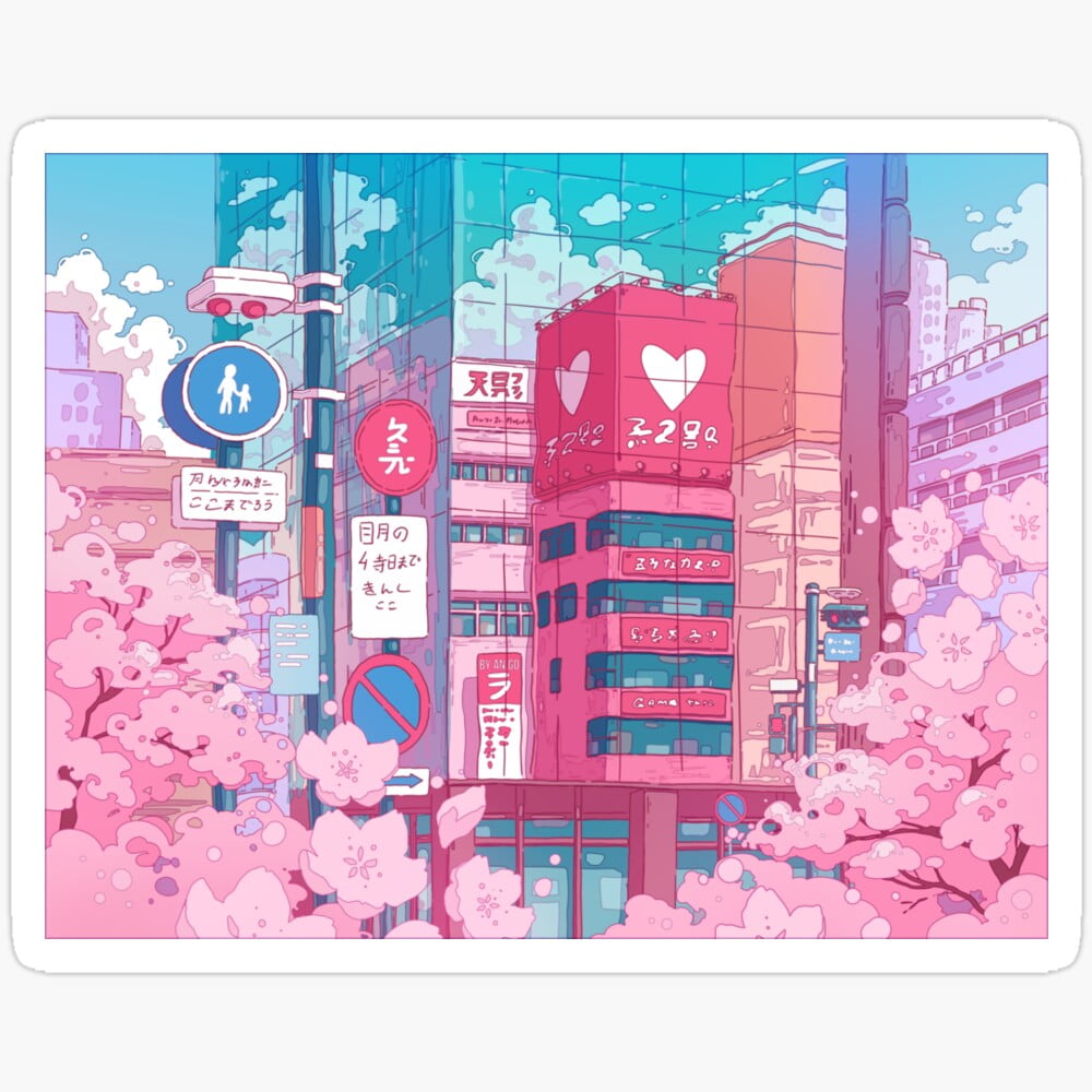 DOPASTICKER The Tokyo City Glass Reflection Sticker Phone Decal Water ...