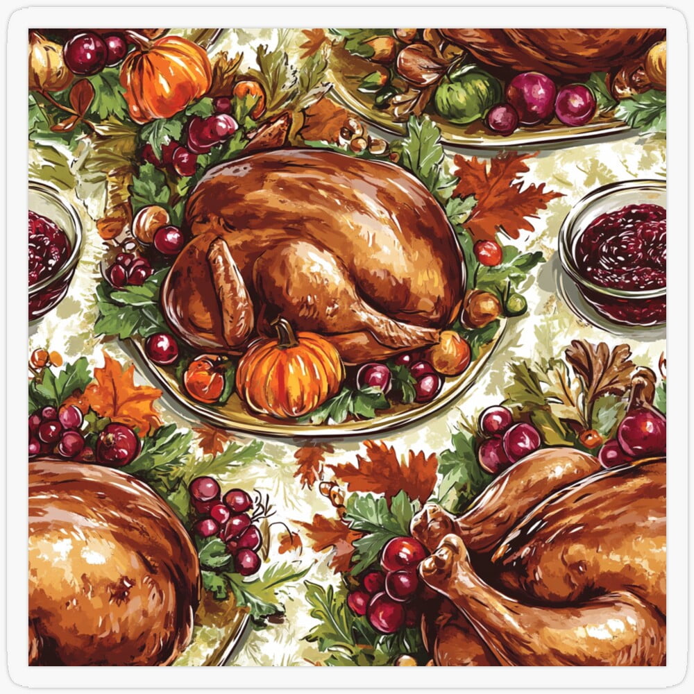DOPASTICKER The Traditional Thanks.Giving Feast Sticker Phone Decal ...