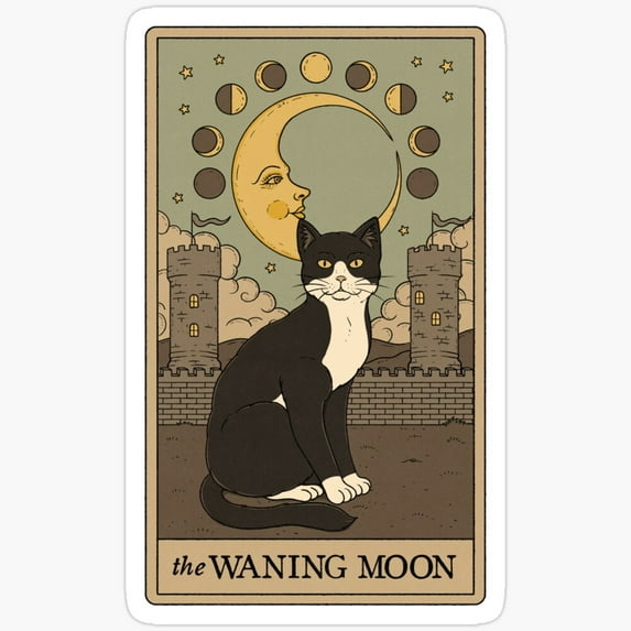 DOPASTICKER The Waning Moon Cat Decorative Laptop, Phone Stickers ...