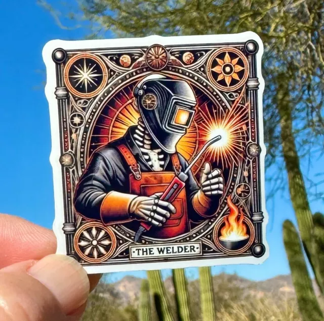 DOPASTICKER "The Welder" Skeleton Tarot Card Sticker, Torch, Metal ...