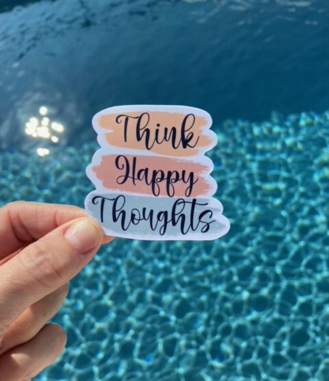 DOPASTICKER Think Happy Thoughts Quote Watercolor Sticker| Waterbottle ...