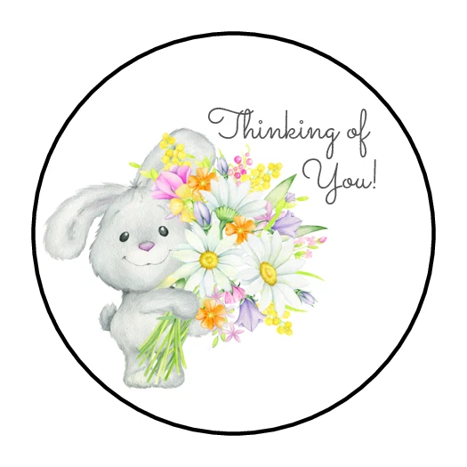 DOPASTICKER Thinking Of You Stickers Bunny Flowers Phone Decal Water ...