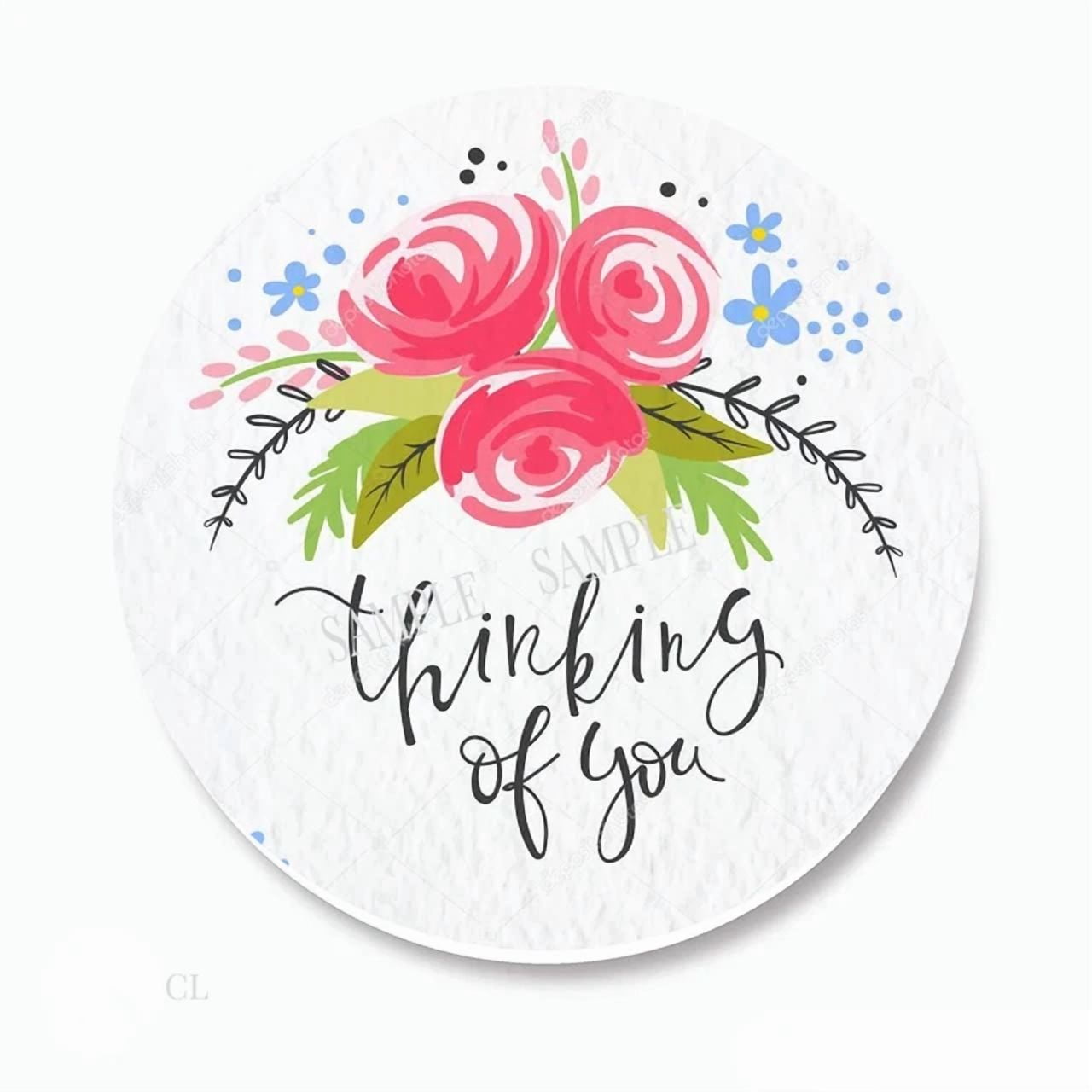 DOPASTICKER Thinking Of You Stickers Watercolor Floral Scrapbook ...