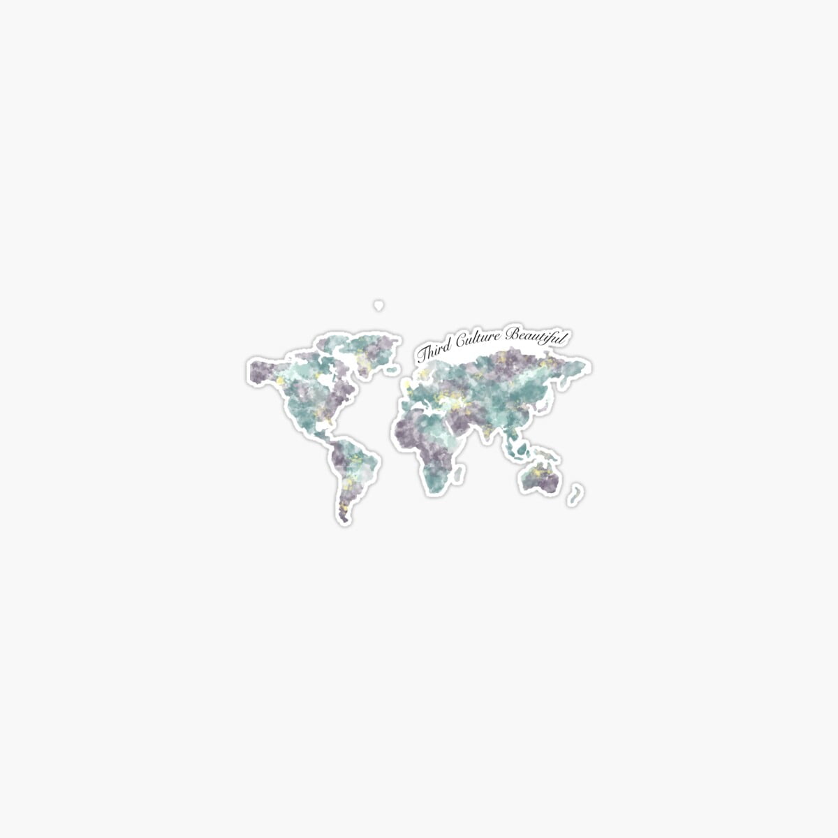 DOPASTICKER Third Culture, Watercolour World Map Sticker Phone Sticker ...