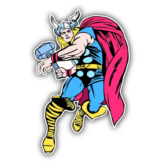 DOPASTICKER Thor Jumping Cartoon Car Sticker Decal Phone Decal Water ...
