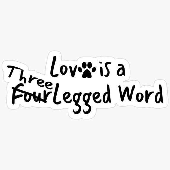 DOPASTICKER Three Legged Love Sticker, Waterproof Decal For Pet Lovers ...