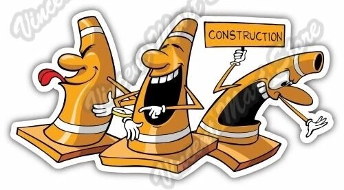 DOPASTICKER Three Orange Construction Traffic Cones Car Sticker Decal ...