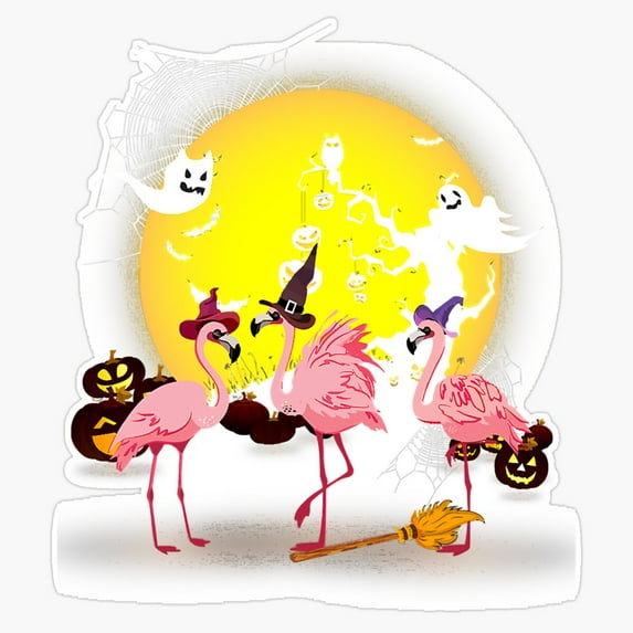 DOPASTICKER Three Pink Flamingo Magic Horror Sticker, Phone Sticker Car ...